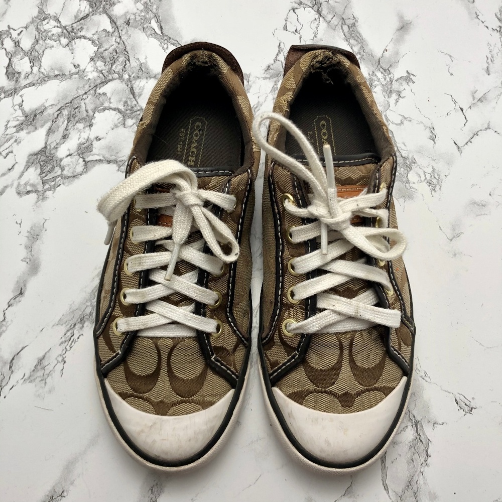 Coach Barrett Signature Sneaker Tennis Shoes Tan - Gem